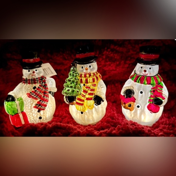 QVC Valerie Parr Hill | Holiday | Set Of 3 Illuminated Mercury Glass Snowmen By Valerie Parr ...